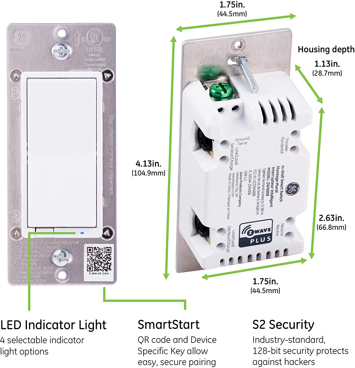 GE Enbrighten Z-Wave Plus In-Wall Smart Switch With QuickFit, Simple W ...